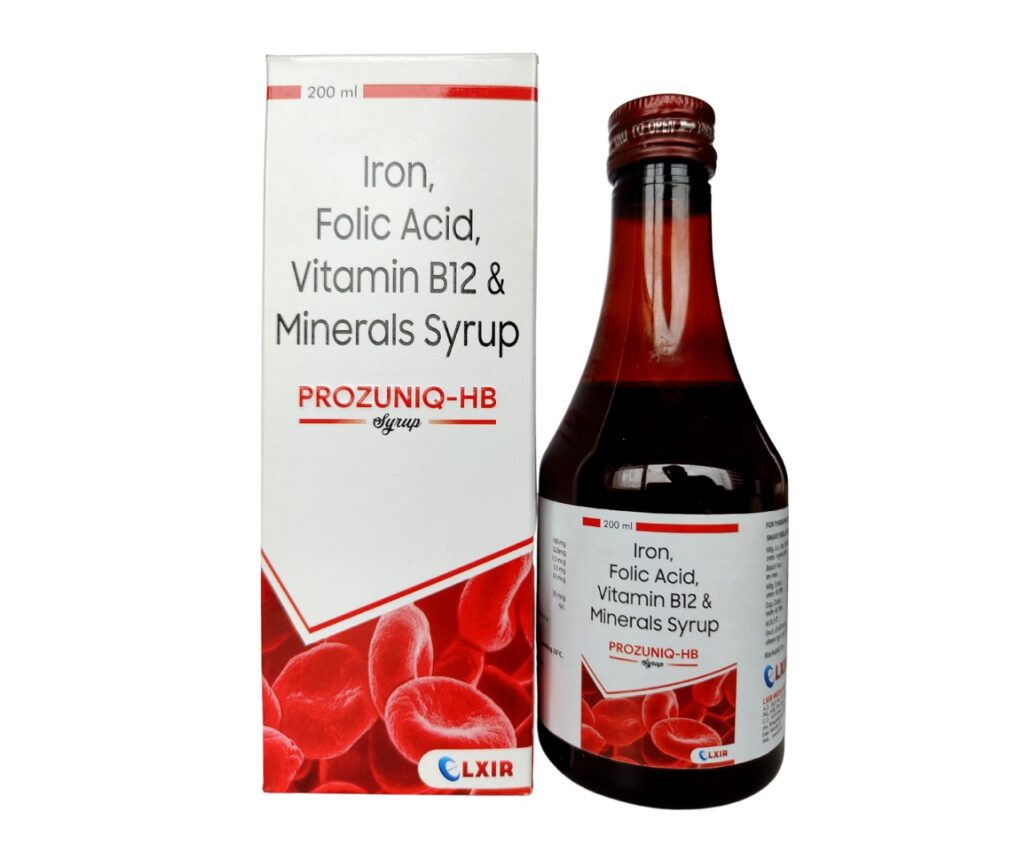 PROZUNIQ-HB Liquid Syrups & Drops - Iron Folic Acid Vitamin B12 ...