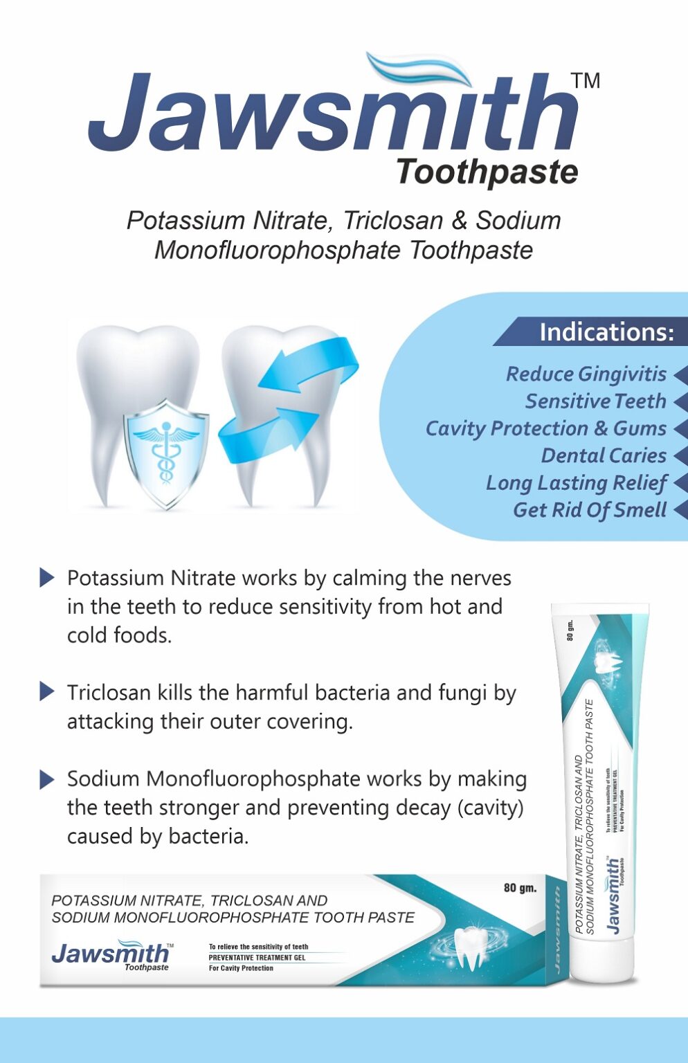 JAWSMITH TOOTHPASTE 80 gm Oral Care - Potassium Nitrate, Bsodium ...